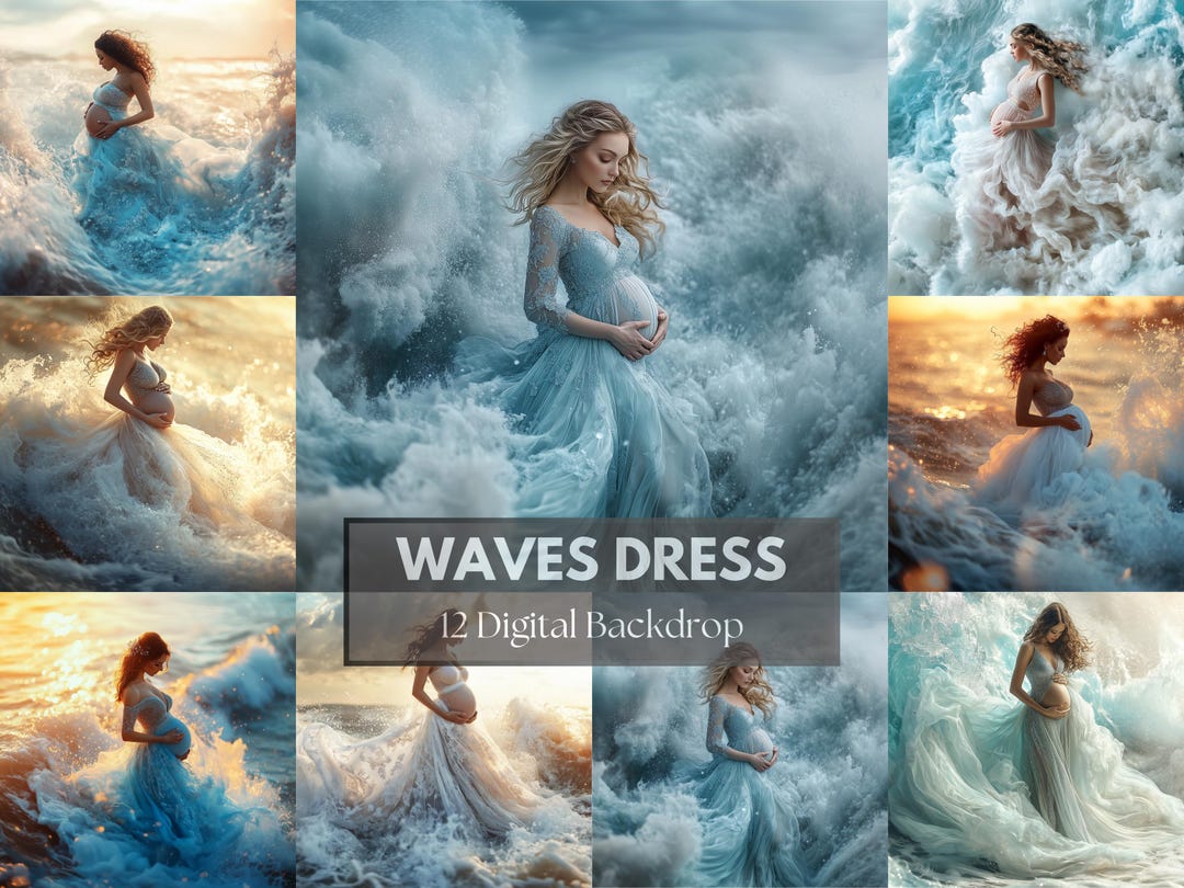 12 Waves Dress Digital Backdrop Overlay Fine Art Textures Overlays ...