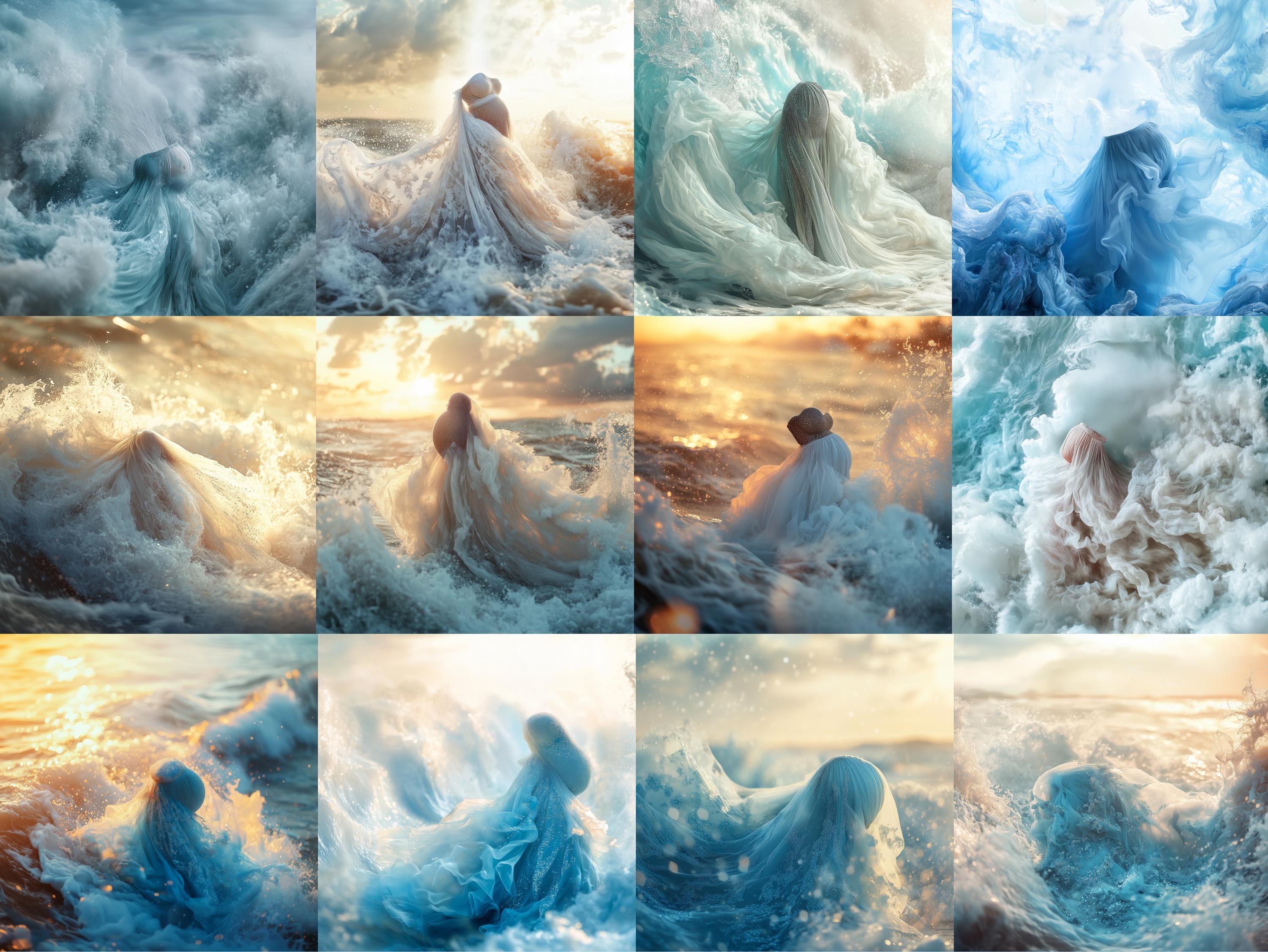 12 Waves Dress Digital Backdrop Overlay Fine Art Textures Overlays ...