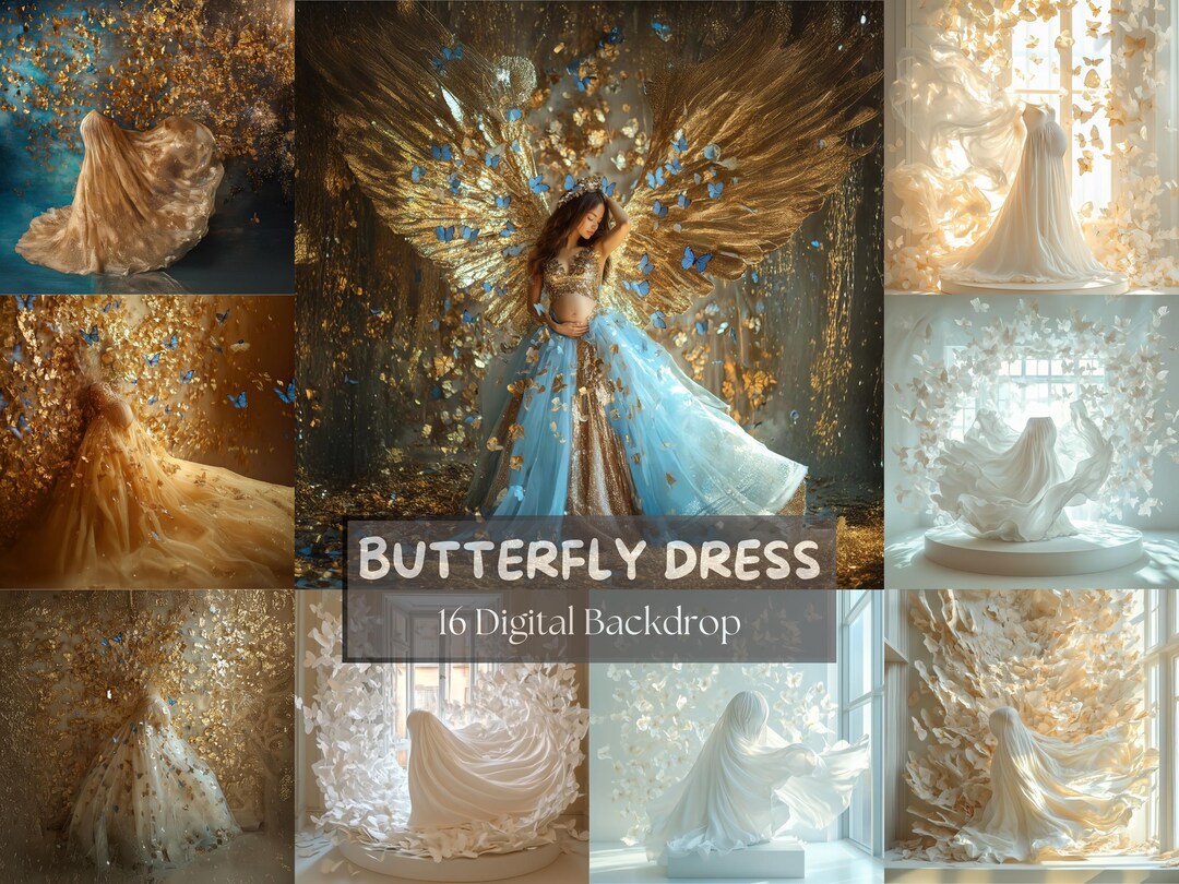 16 Butterfly Dress Digital Backdrop Overlay Fine Art Textures Overlays ...
