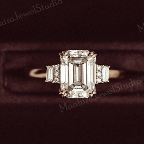 Emerald Cut Lab Created Emerald Ring - Etsy