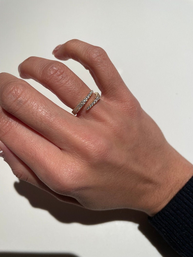 Round Cut Lab Grown Diamond Open Wrap Ring for Women, 14k Solid Gold ...