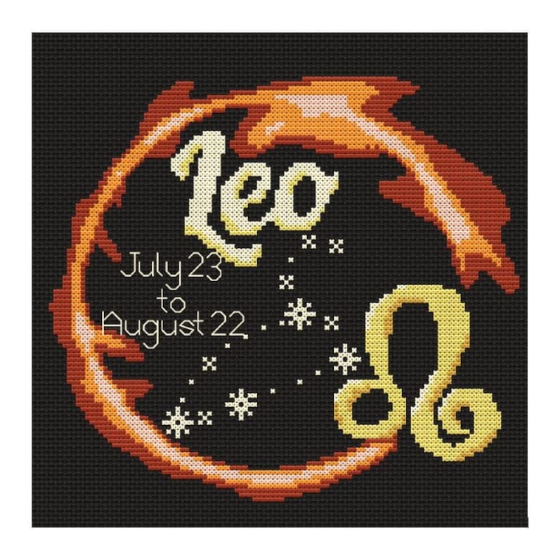 Leo Astrology Themed Cross Stitch Pattern - Etsy