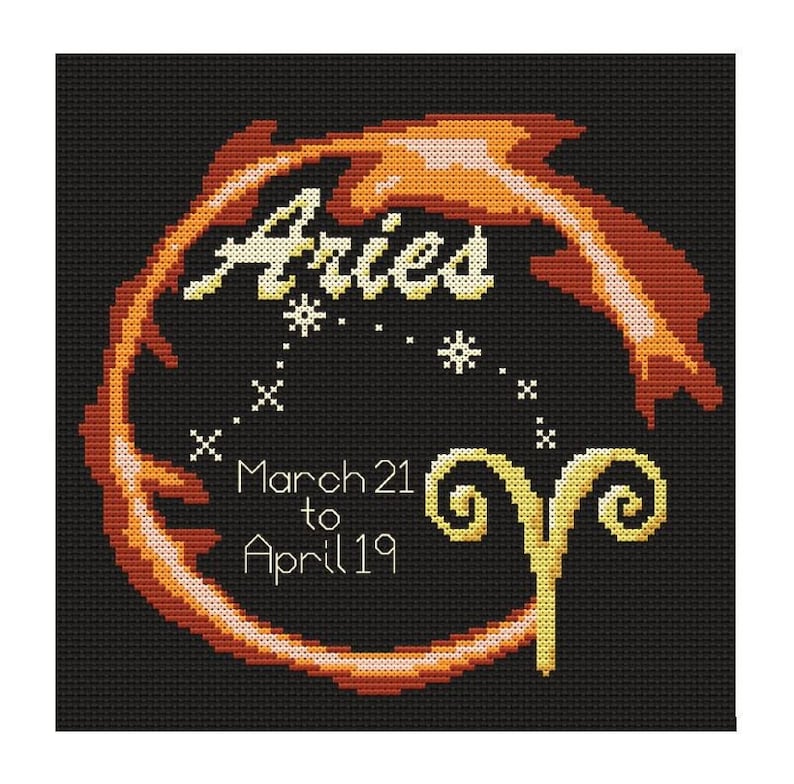 Aries Astrology Themed Cross Stitch Pattern - Etsy