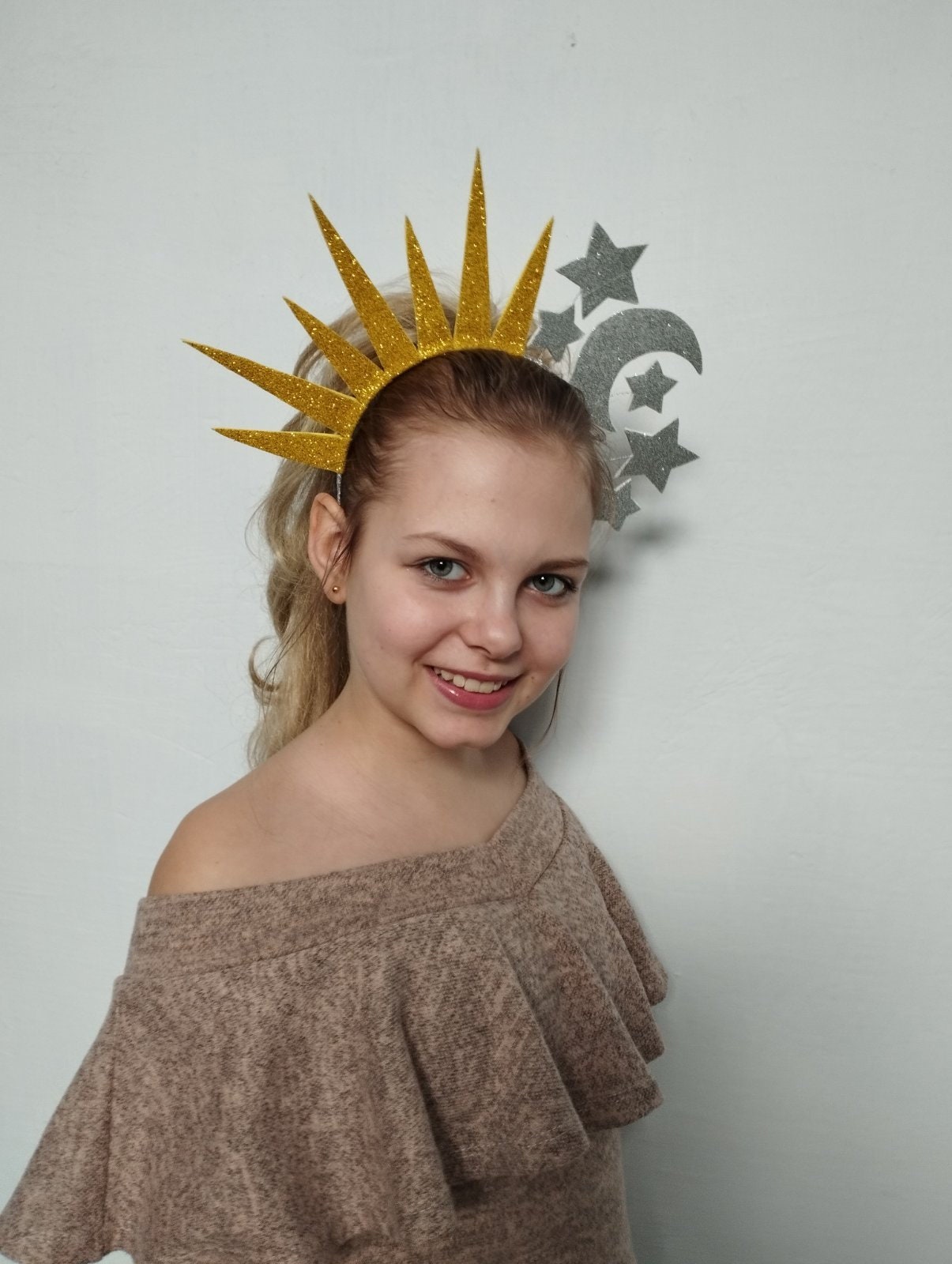 Headband Sun and Moon Crown With Moon and Stars Headpiece for Christmas ...