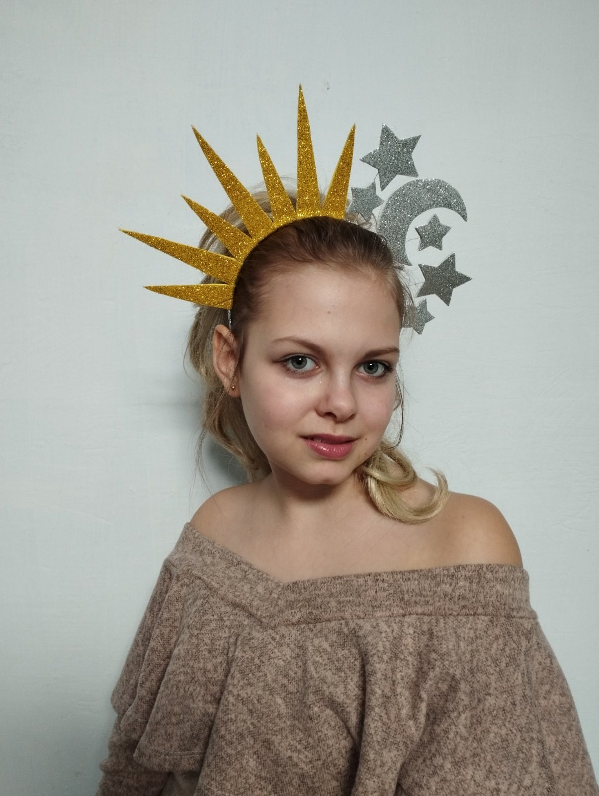 Headband Sun and Moon Crown With Moon and Stars Headpiece for Christmas ...