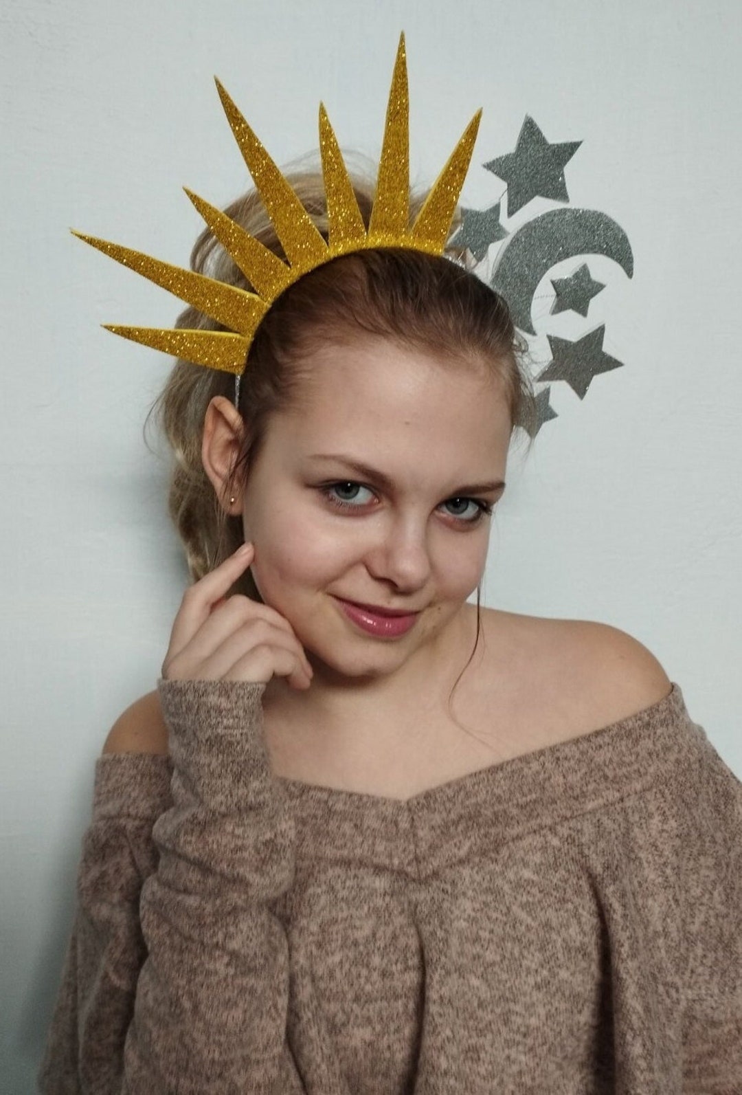 Headband Sun and Moon Crown With Moon and Stars Headpiece for Christmas ...