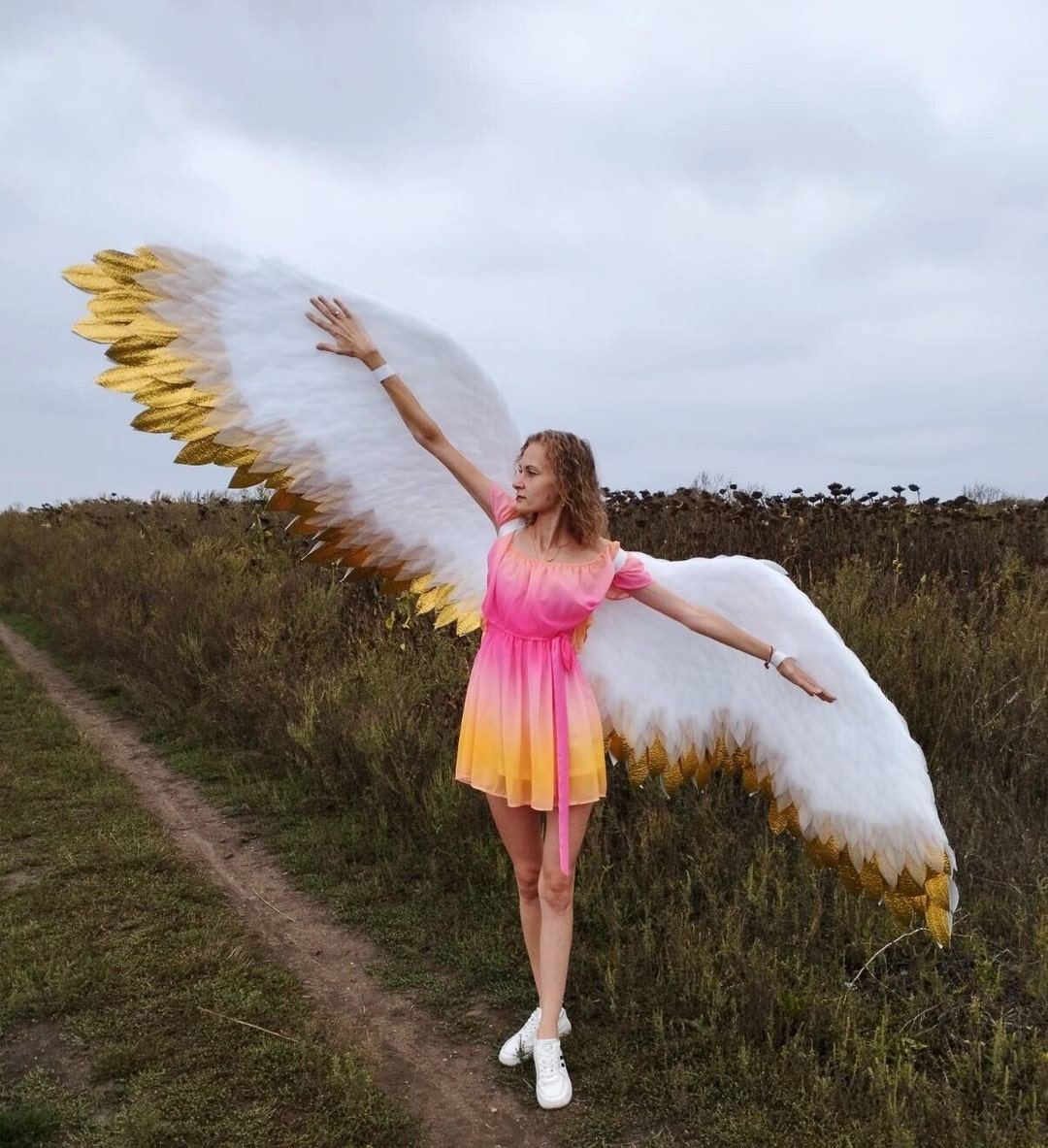 White and Gold Movable Dance Wings Stunning Performance Accessories - Etsy