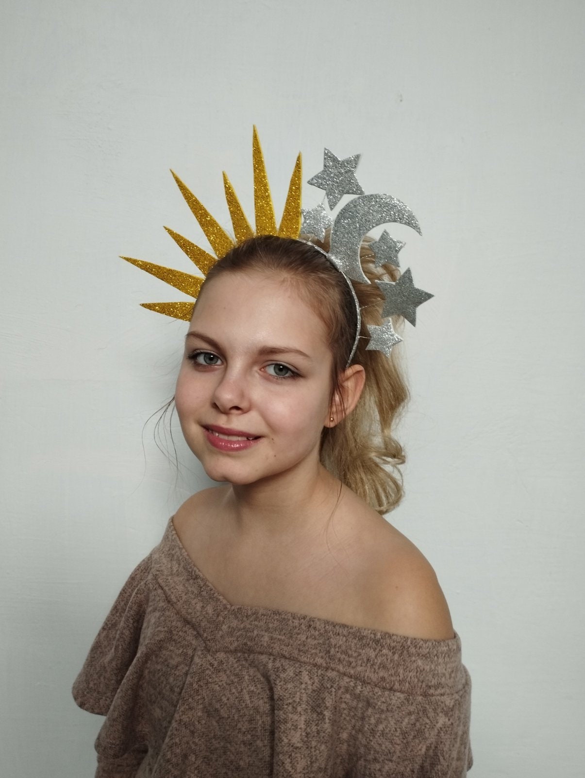 Headband Sun and Moon Crown With Moon and Stars Headpiece for Christmas ...