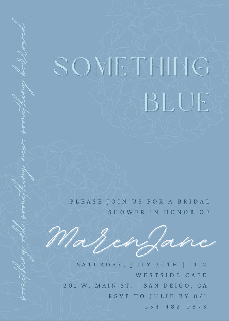 Something Blue Bridal Shower Invitation - Etsy