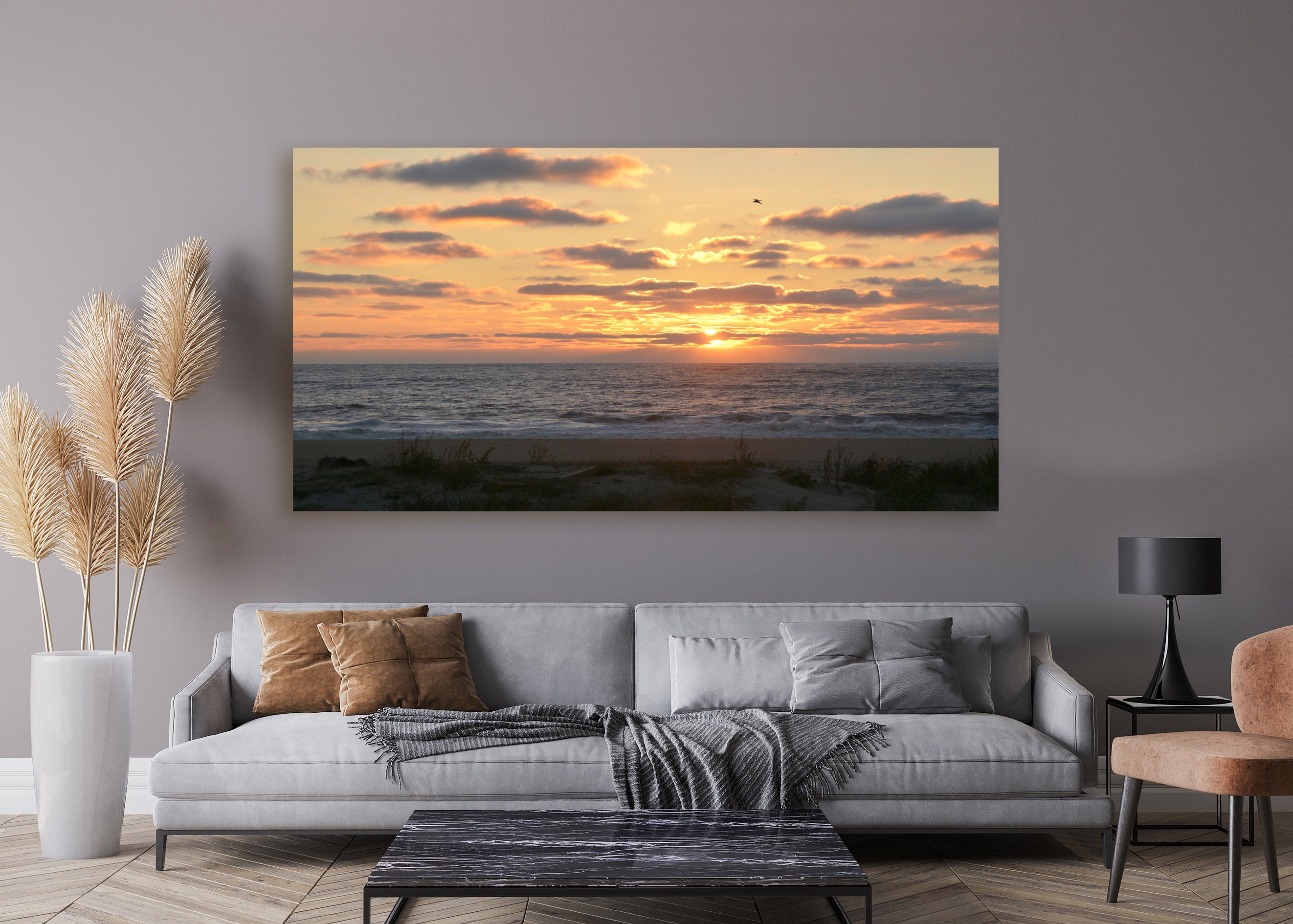 The Sunset Beach Canvas Waterview Wall Art Ocean View Canvas Ocean ...