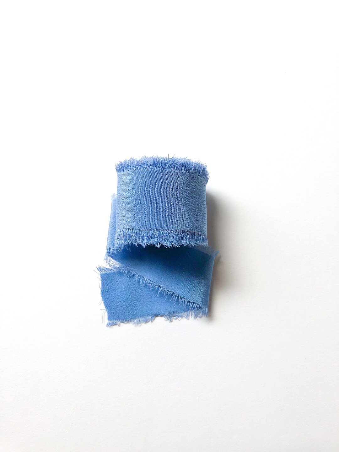 Silk Ribbon - Blue - by the Yard, Hand Torn Silk Ribbon With Frayed ...