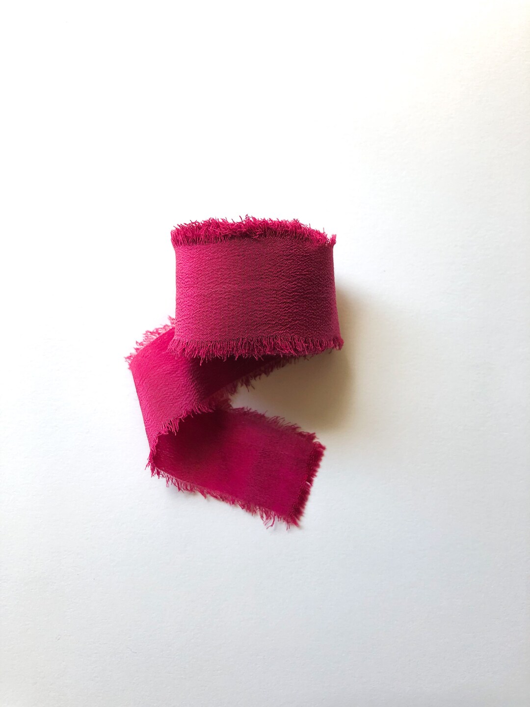 Silk Ribbon - Crimson Red - by the Yard, Hand Torn Silk Ribbon With ...