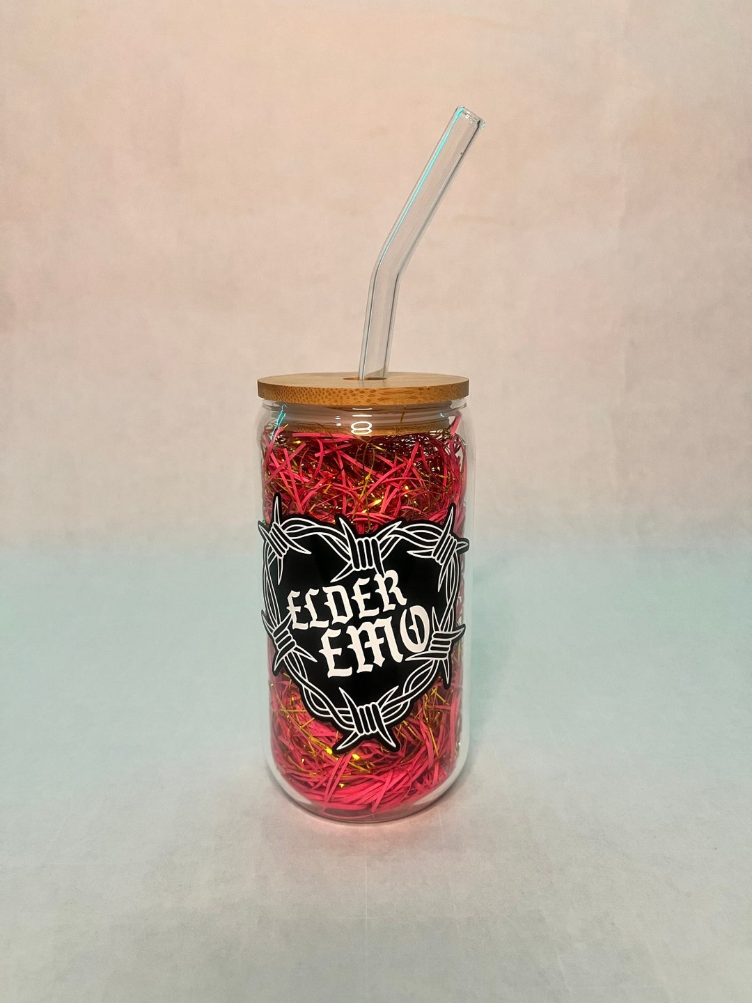 Elder Emo Glass Cup With Lid and Straw | Punk / Emo / Alt | Iced Coffee ...