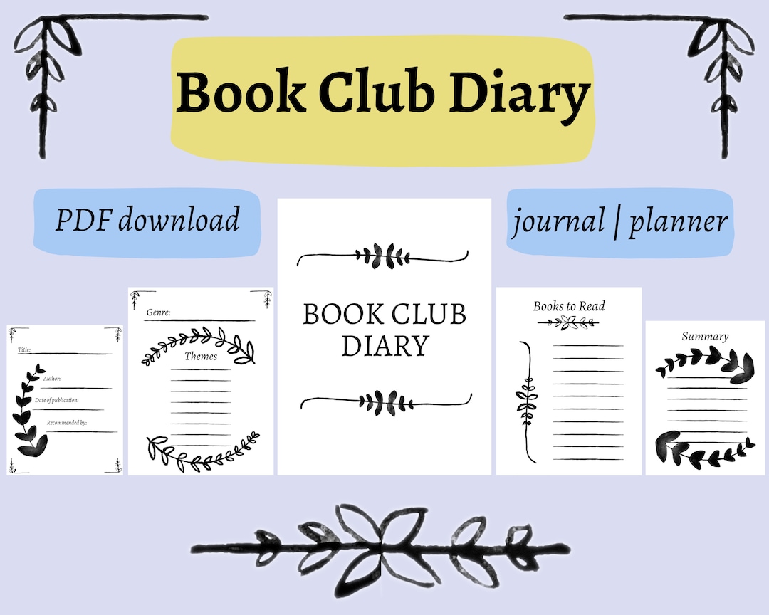Book Club Diary | Book Club Reading Journal | Printable | Gift for ...