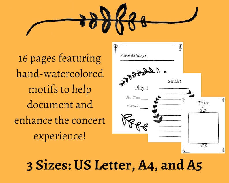 Concert Diary | Concert Journal Printable | Gift for Music Lovers - Etsy