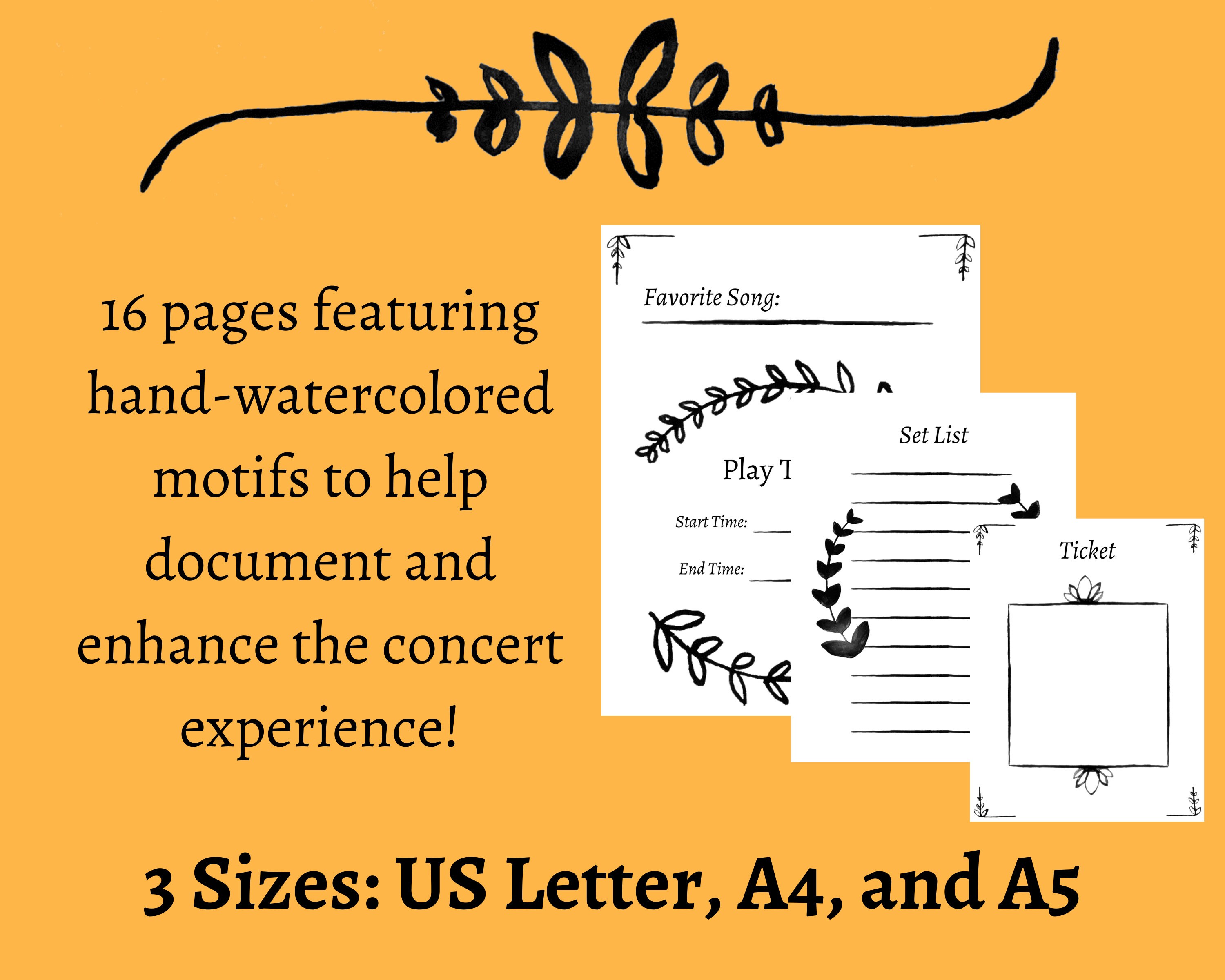 Concert Diary | Concert Journal Printable | Gift for Music Lovers - Etsy