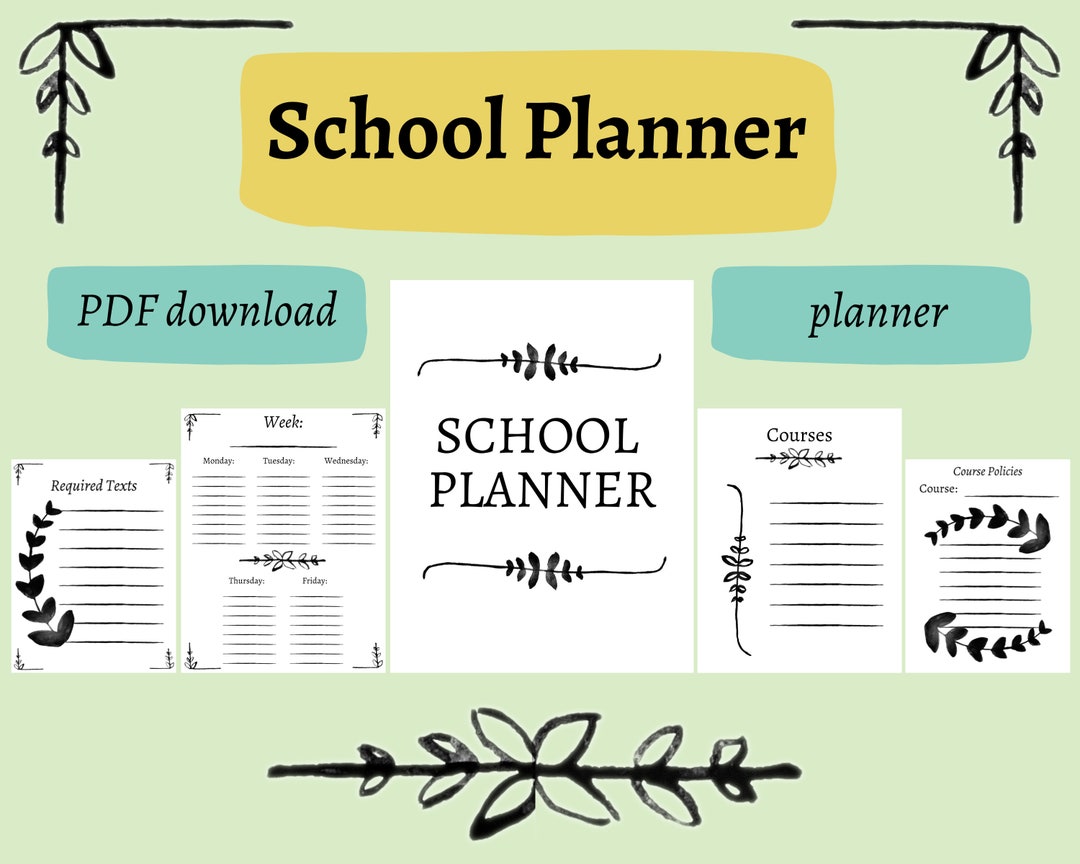 School Planner | Schoolwork Printable | Gift for Students - Etsy