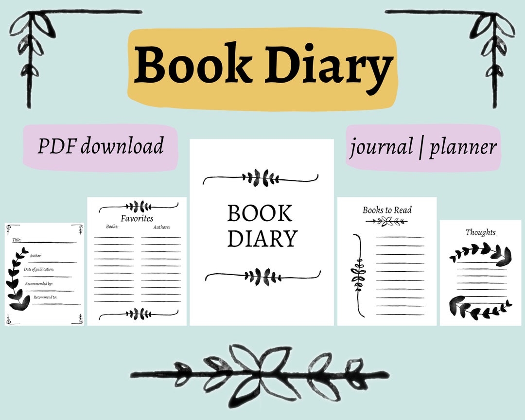 Book Diary | Reading Journal Printable | Gift for Booklovers - Etsy