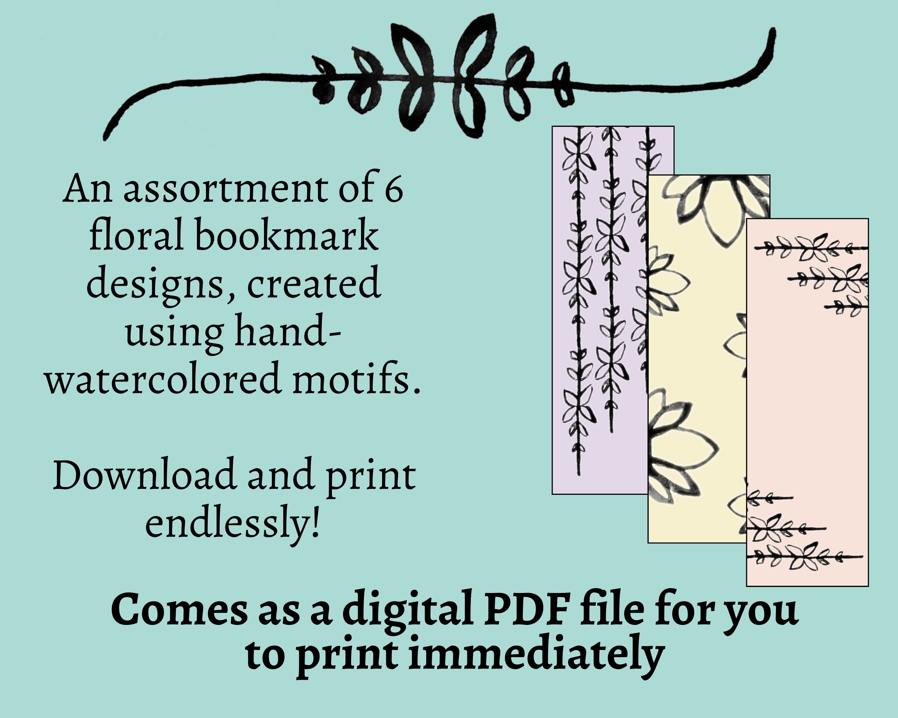 Bookmark Printables Floral Designs Gift for Booklovers - Etsy