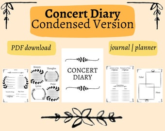 Concert Diary Concert Journal Printable Gift for Music Lovers - Etsy