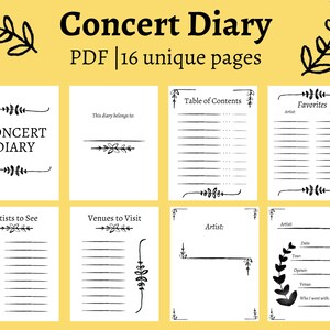 Concert Diary | Concert Journal Printable | Gift for Music Lovers - Etsy
