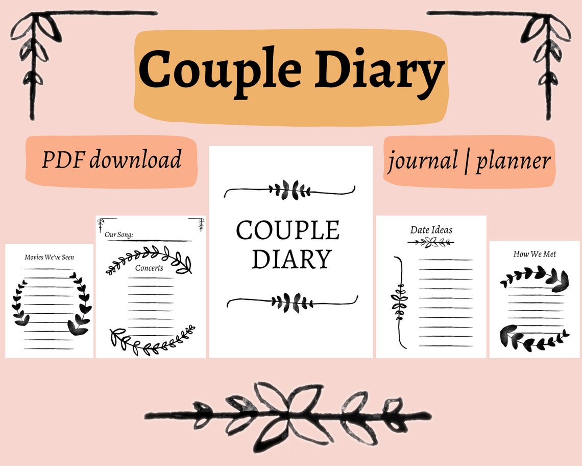 Couple Diary | Journal and Planner Printable for Couples | Gift for ...