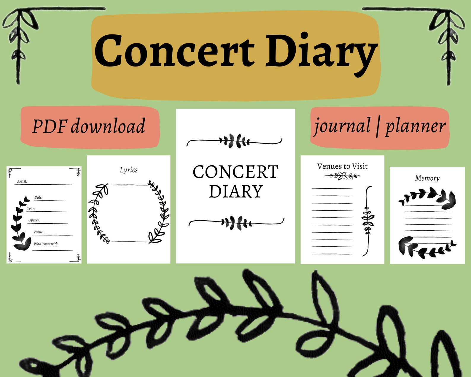Concert Diary Concert Journal Printable Gift for Music - Etsy