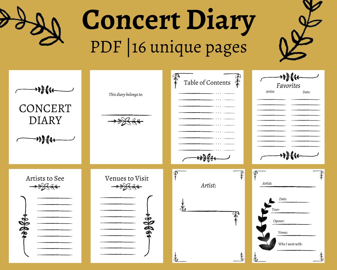 Concert Diary Concert Journal Printable Gift for Music - Etsy