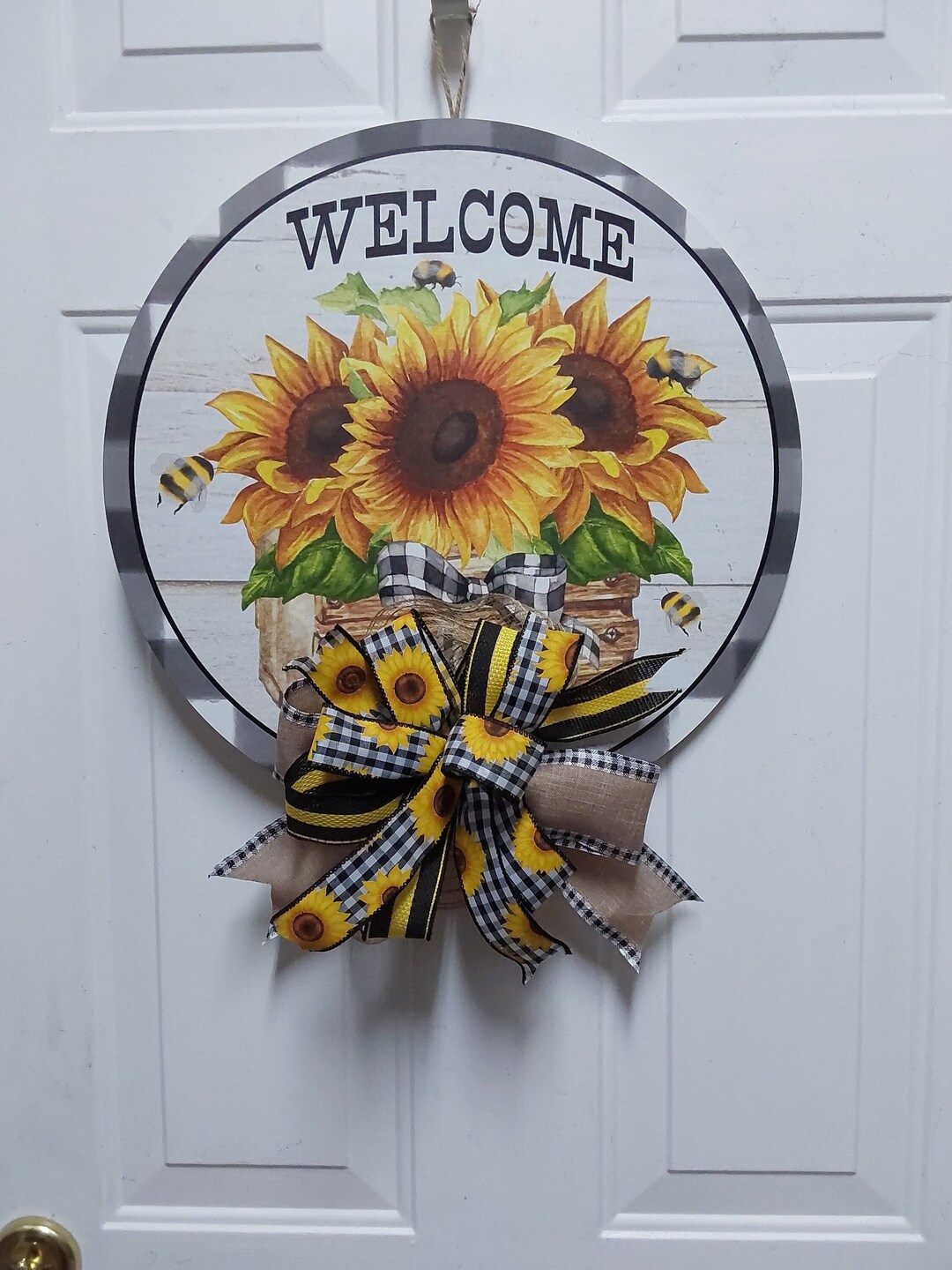 Sunflower Welcome Door Hanger for Your Front Door.farm House Home Decor ...