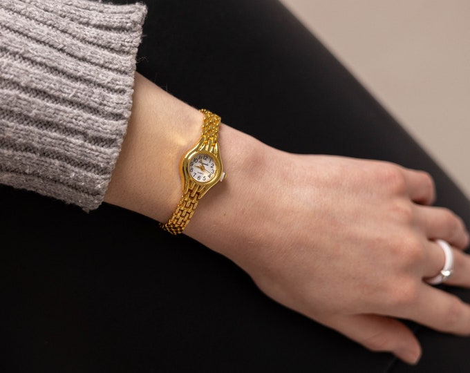 Deadstock Vintage Y2K Gold Dainty Skinny Wrist Watch, Retro Watch ...