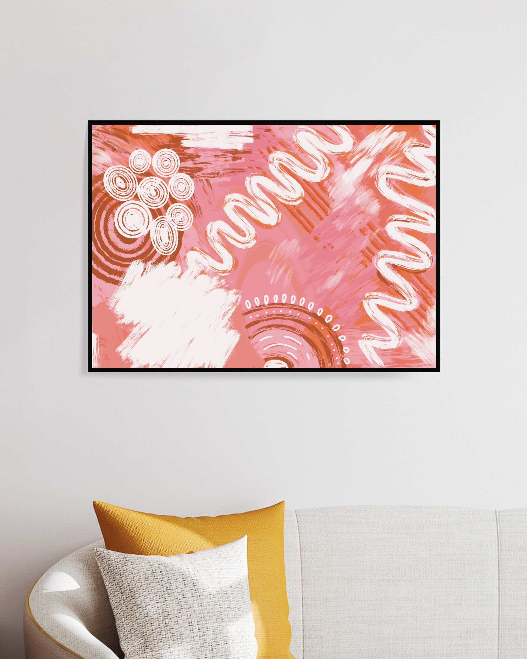 Abstract Orange and Pink Wall Art Digital Abstract Painting - Etsy