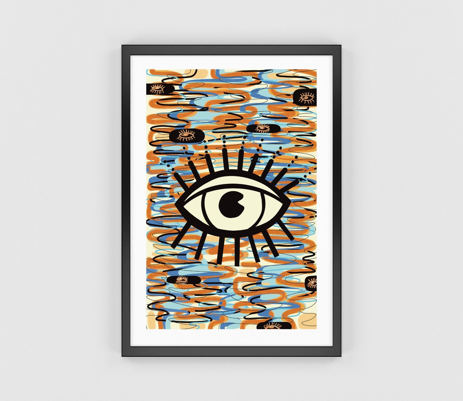 Trendy Retro Evil Eye Art Print, Abstract Wall Decor (digital Download ...