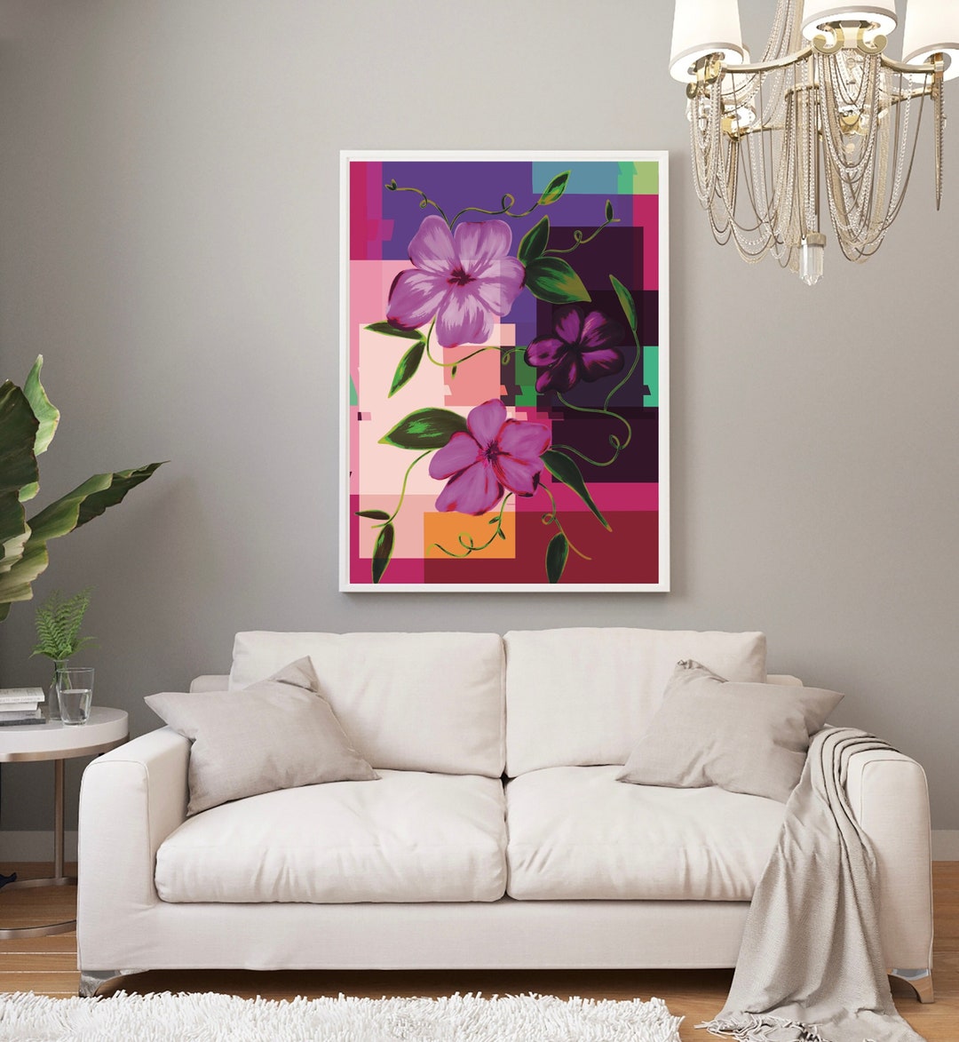 Funky Flower Art Print, Colorful Eclectic Retro Floral Print, Botanical ...