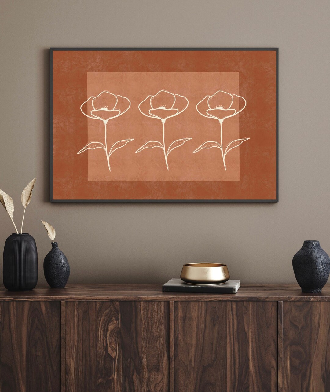 Boho Flower Print, Farmhouse Wall Art, Boho Home Decor, Minimalist ...
