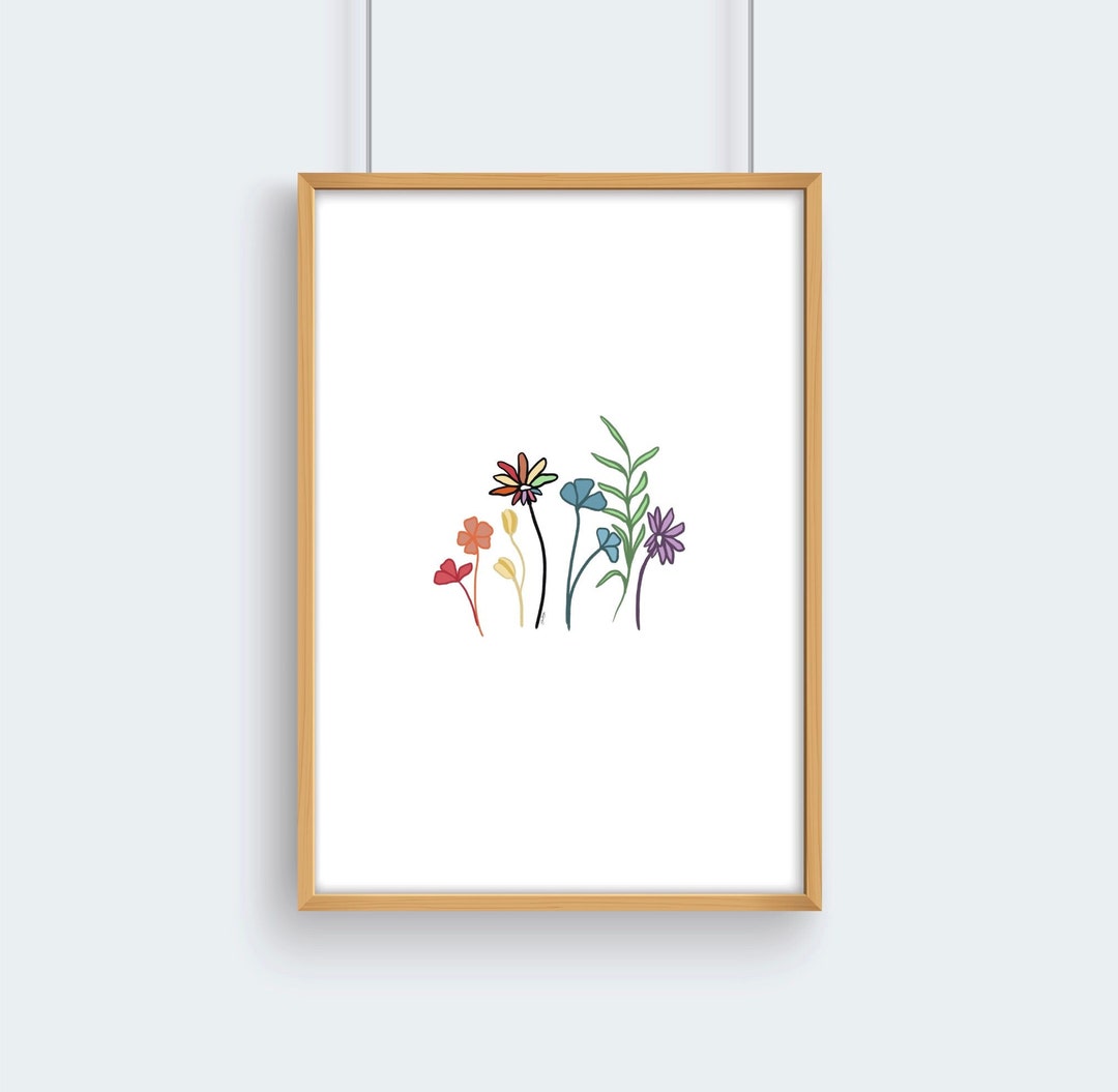 Subtle Pride Art, Pride Flower Print, Rainbow Wildflower Pride Art ...