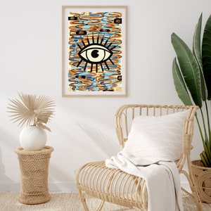 Trendy Retro Evil Eye Art Print, Abstract Wall Decor (digital Download ...