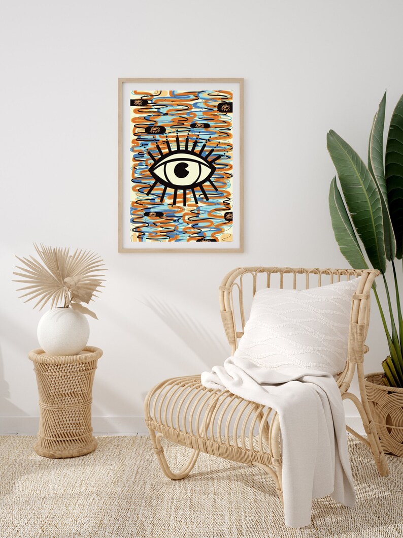 Trendy Retro Evil Eye Art Print, Abstract Wall Decor (digital Download ...