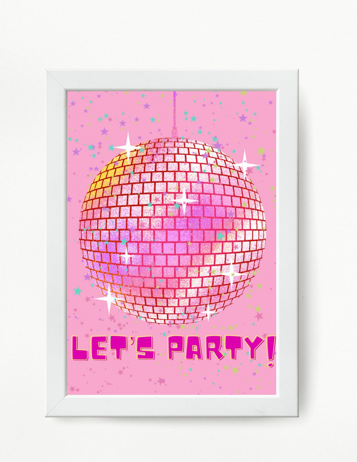 Let's Party Pink Disco Ball Printable Poster, DIGITAL DOWNLOAD, Funky ...