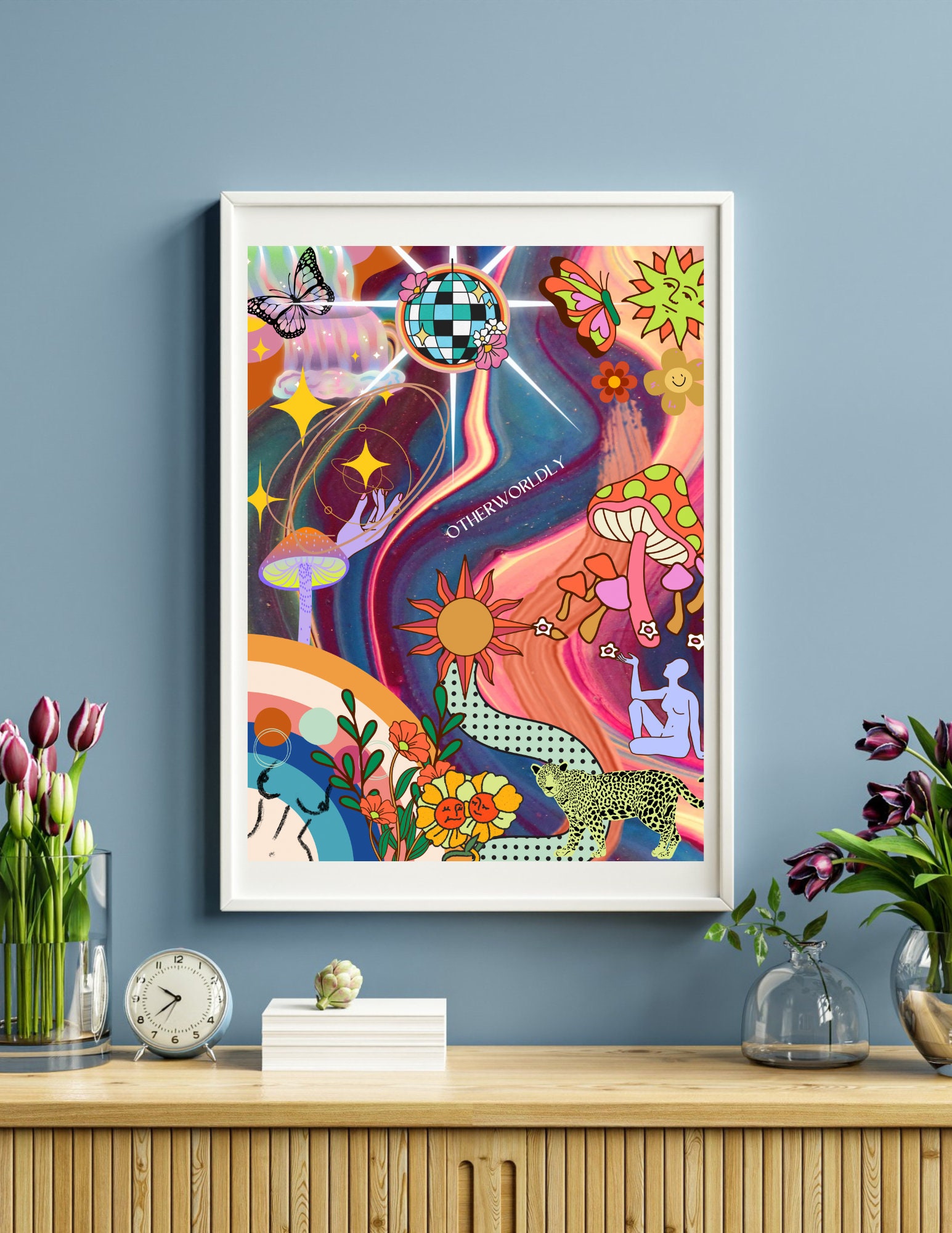 Psychedelic Wall Print, Trippy Printable, Funky Retro Print, Groovy ...