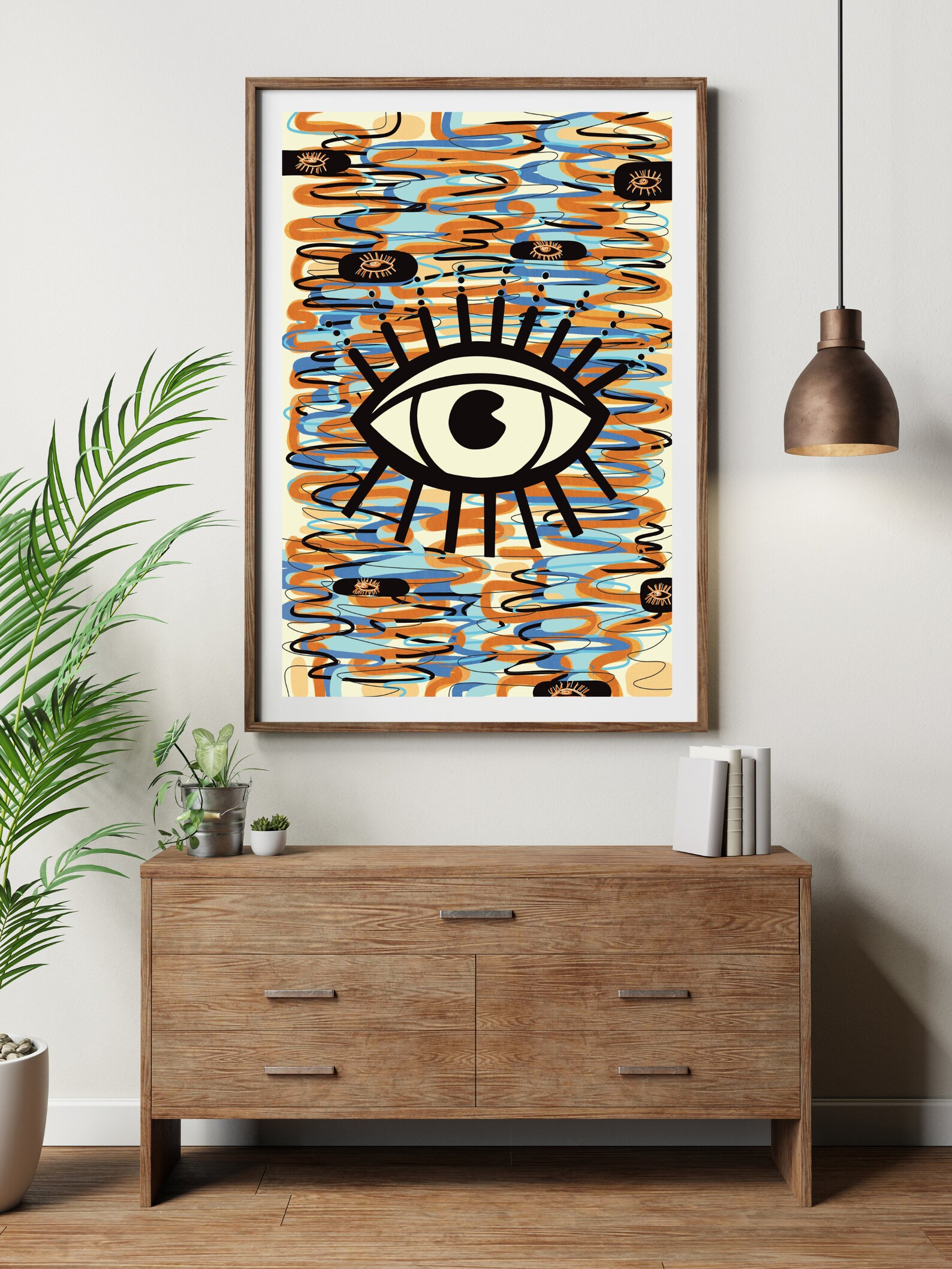 Trendy Retro Evil Eye Art Print, Abstract Wall Decor (digital Download ...