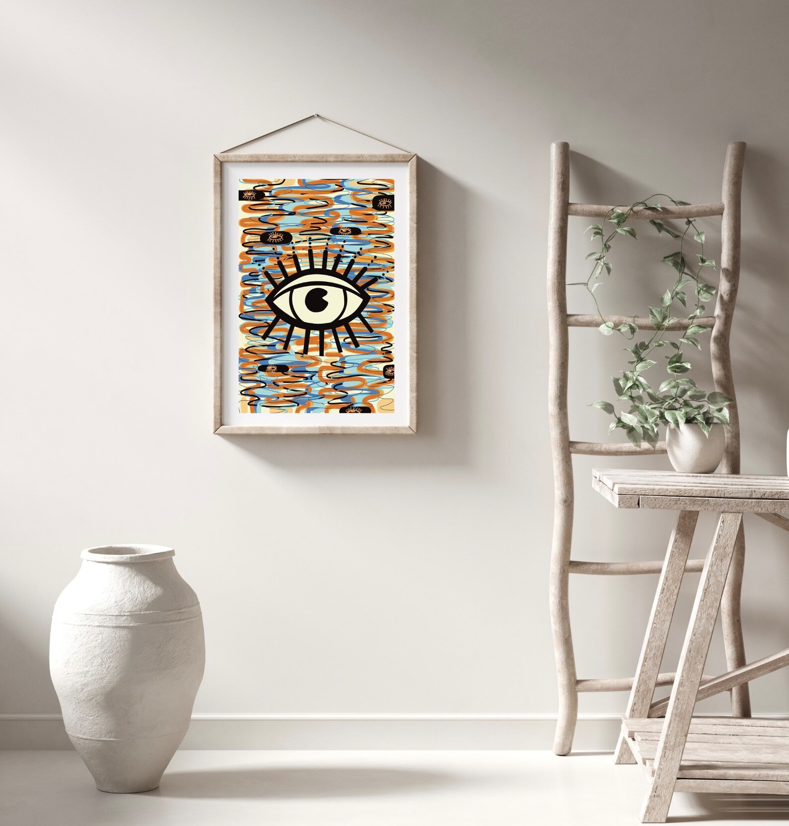Trendy Retro Evil Eye Art Print, Abstract Wall Decor (digital Download ...