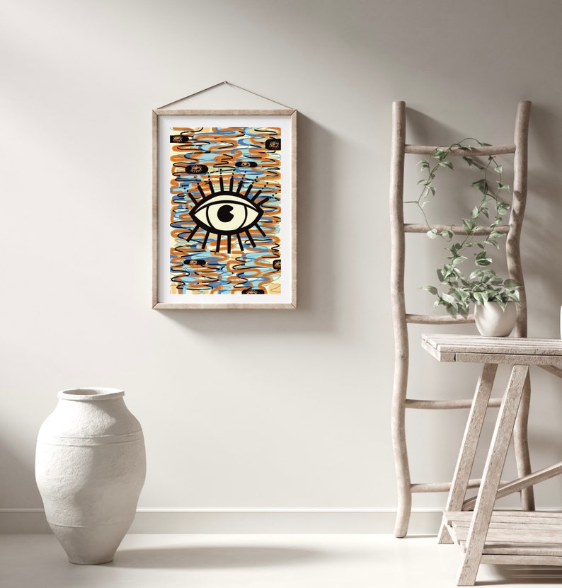 Trendy Retro Evil Eye Art Print, Abstract Wall Decor (digital Download ...