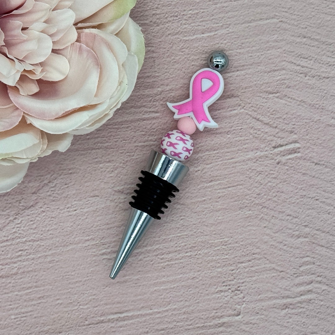 Pink Ribbon Silicone Beaded Wine Stopper - Etsy