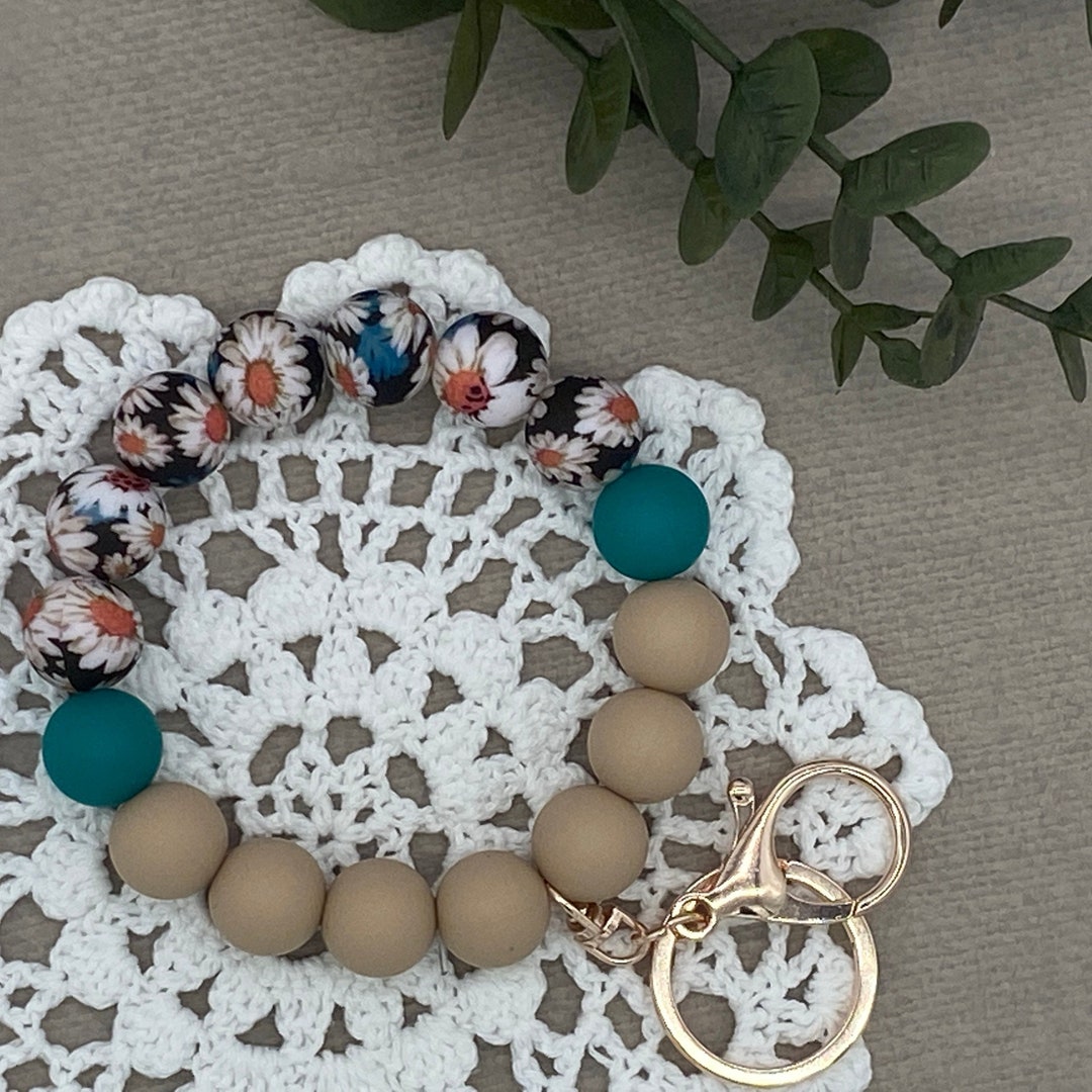 Boho Daisy Beaded Key Fob - Etsy