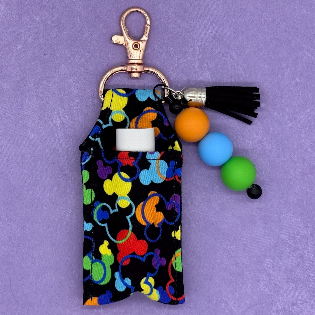 Pride Mouse Fabric Chapstick Holder With Tassel and Silicone Bead ...