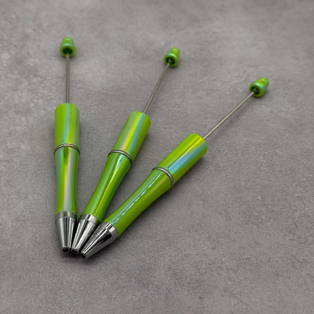 Holographic Lime Green Beadable Pen, DIY Beaded Pen - Etsy
