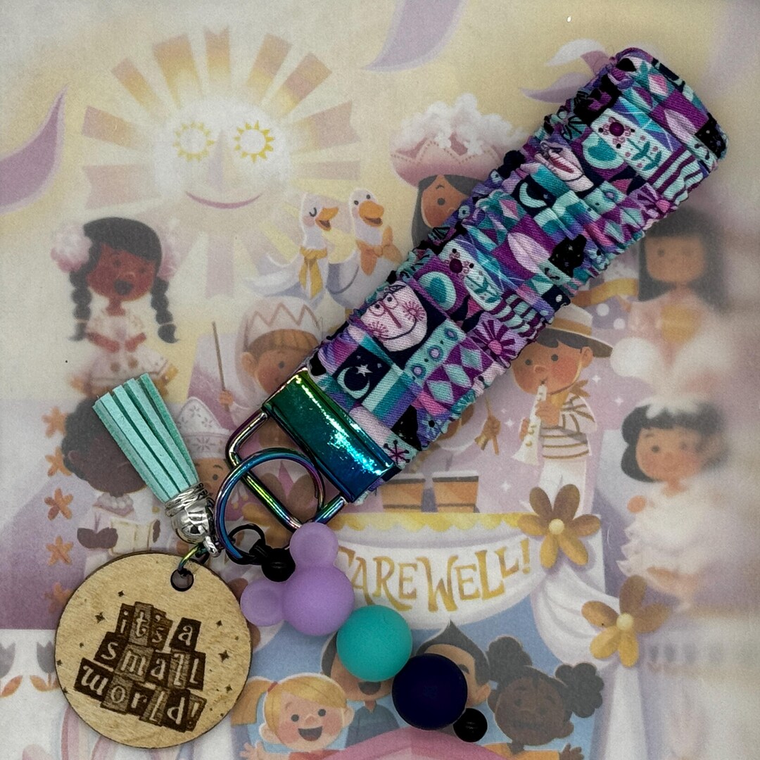 Ride Little World Tile Tiny Scrunchie Wrist Key Fob, Wooden Charm ...