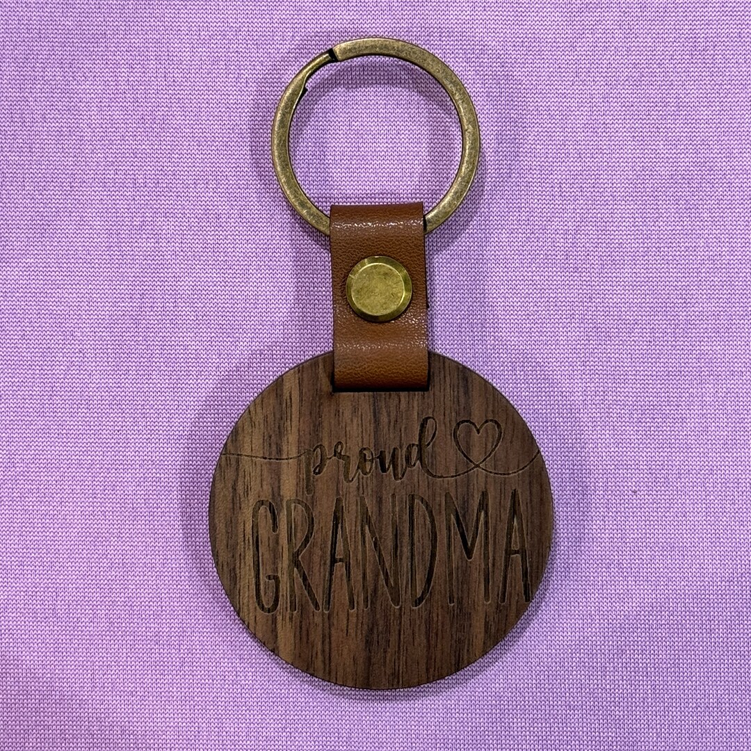 Proud Grandma Custom Wooden Keychain Round - Etsy