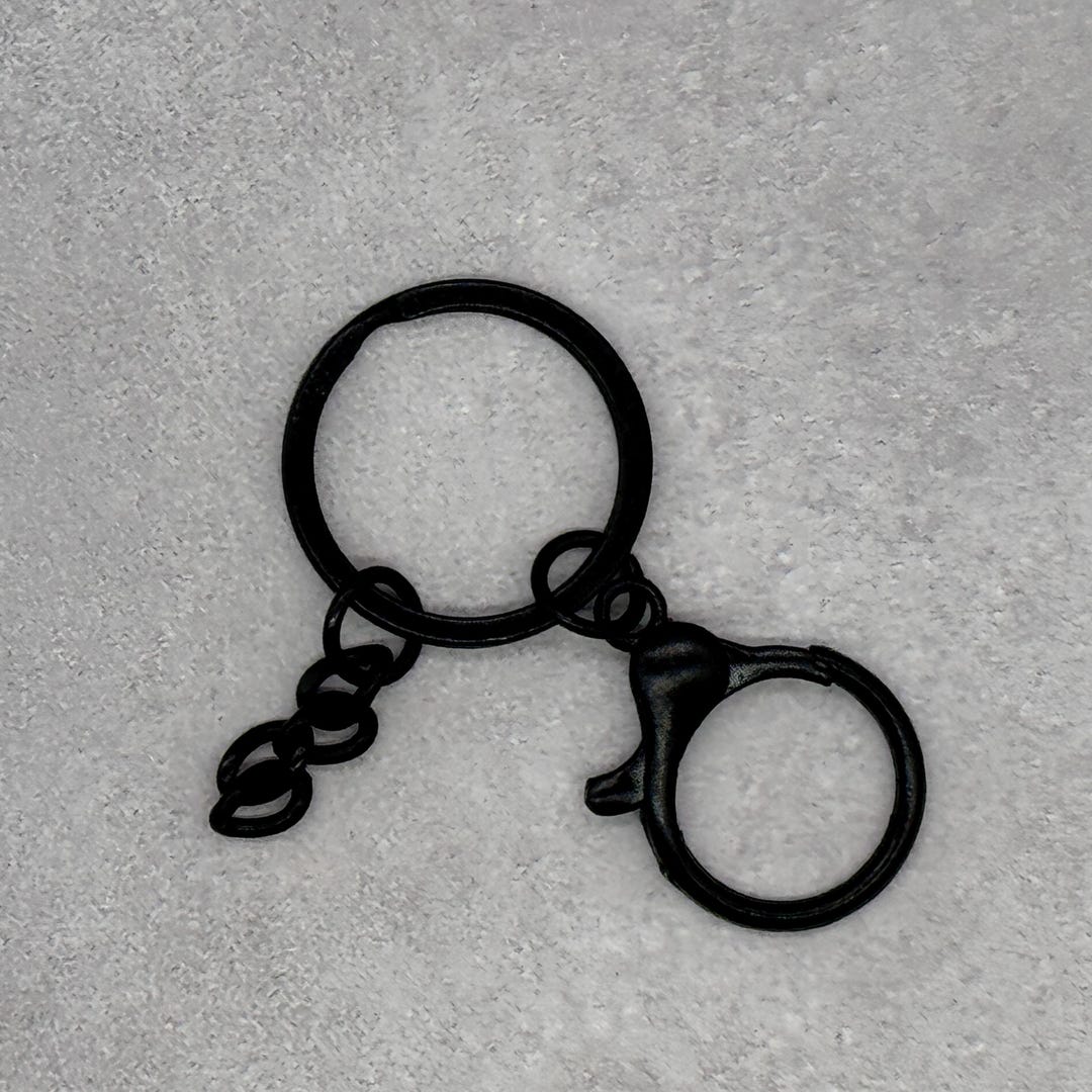 Black Split Ring and Lobster Clasp With Extension Chain for Key Ring ...