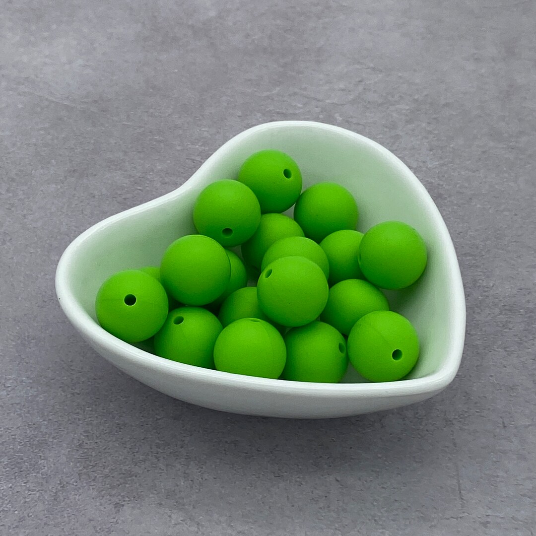 Green Apple 15mm Silicone Beads, Round Silicone Bead, Wholesale Beads ...